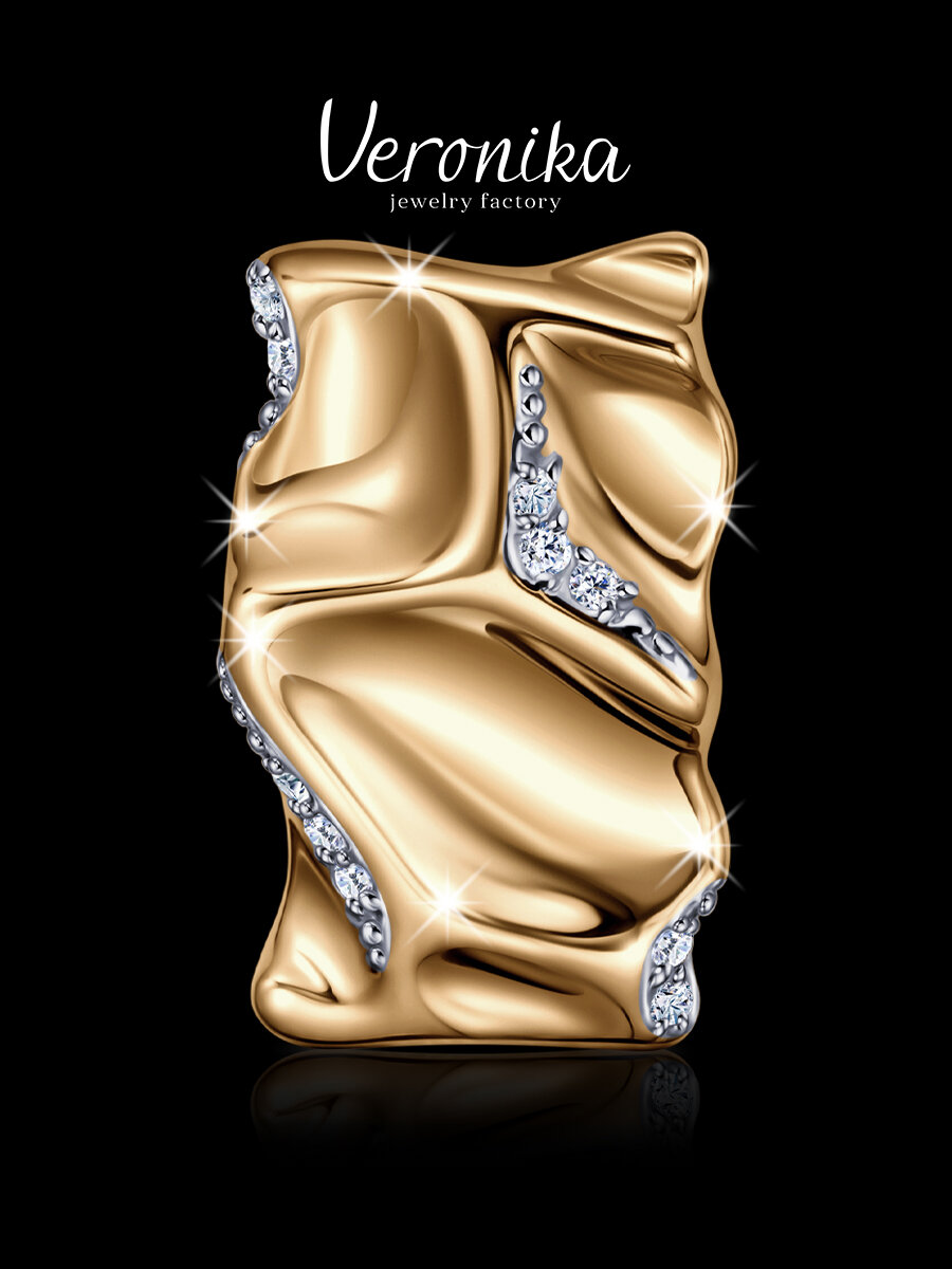 Подвеска, серебро, 925 проба, золочение, фианит