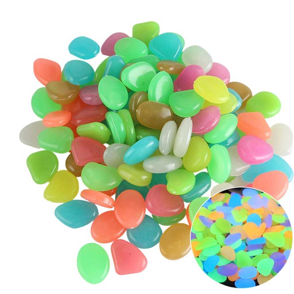 Упаковка из 100 светящихся камешков-цветная