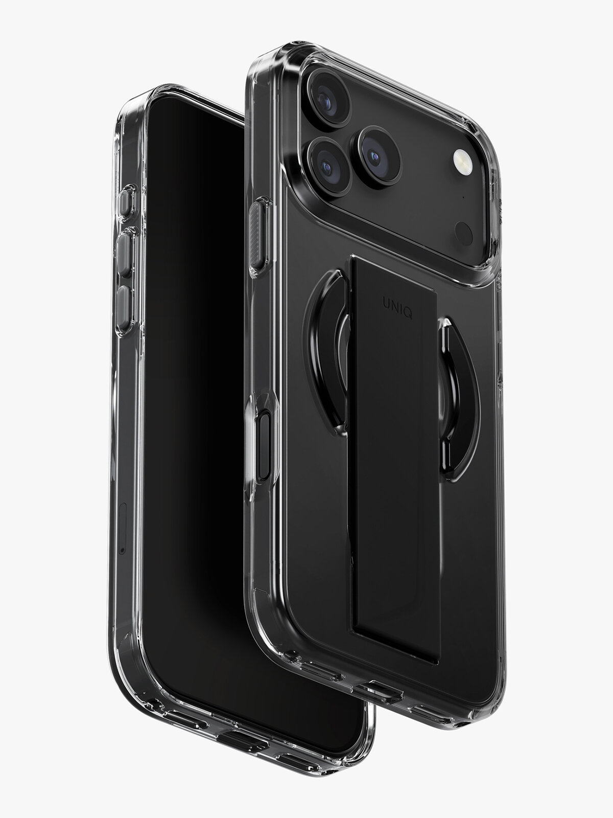 Чехол Uniq на iPhone 17 Pro Max, Heldro Air с силиконовым ремешком FlexGrip, с магнитами MagSafe, черный