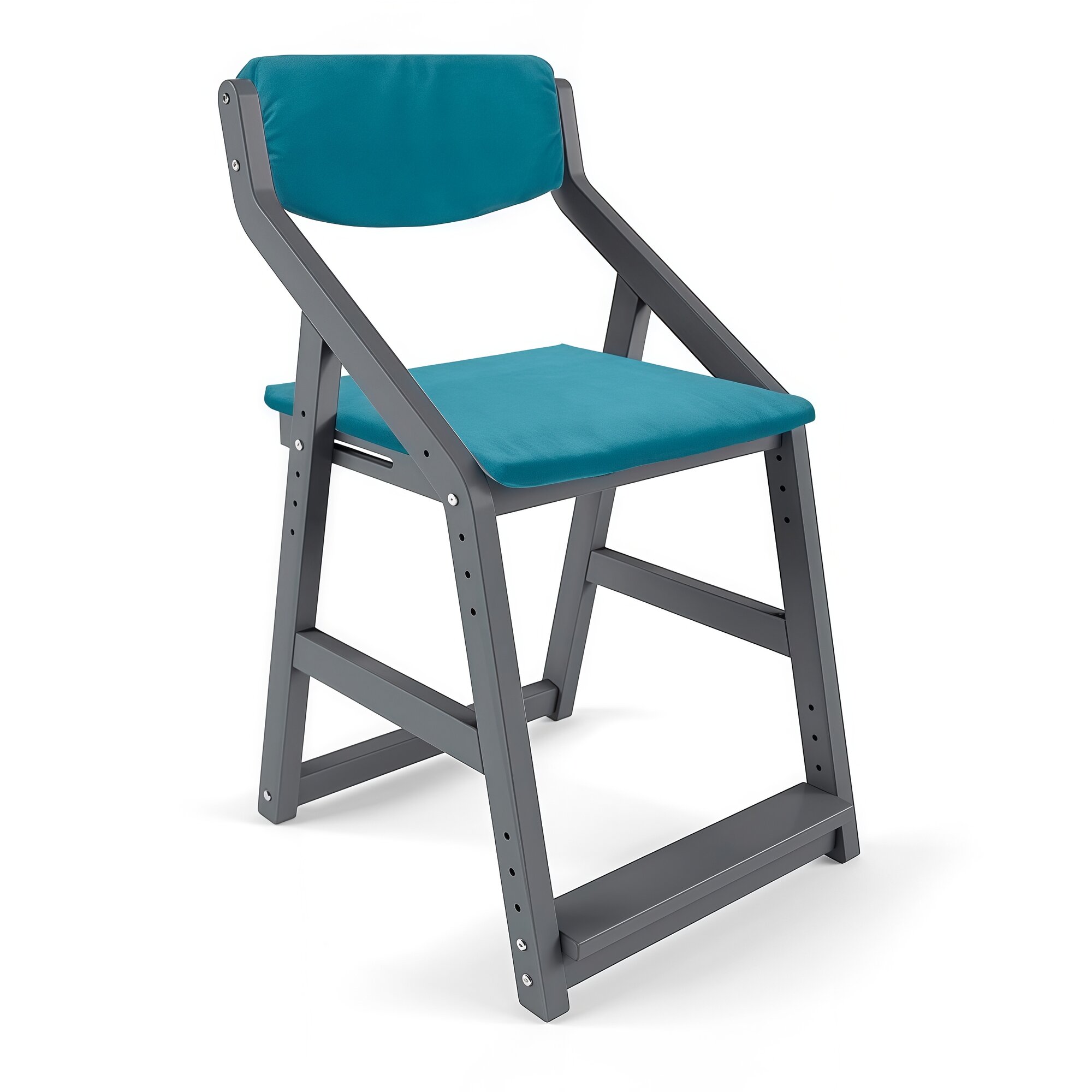 Стул детский регулируемый по высоте для школьника "Робин WOOD" Серый с чехлом Ментол