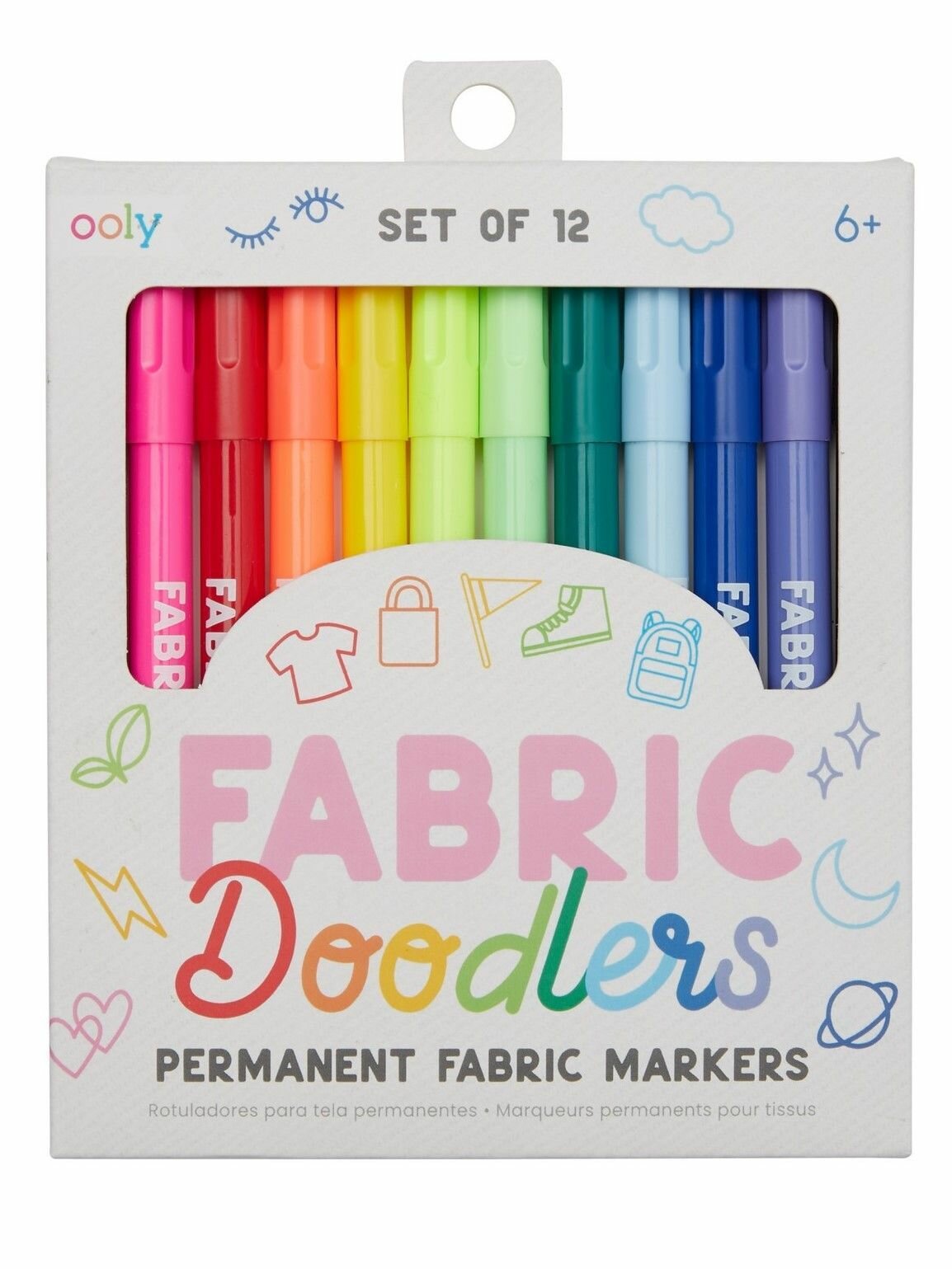 OOLY перманентные фломастеры для ткани 12 цветов набор для декора одежды и текстиля