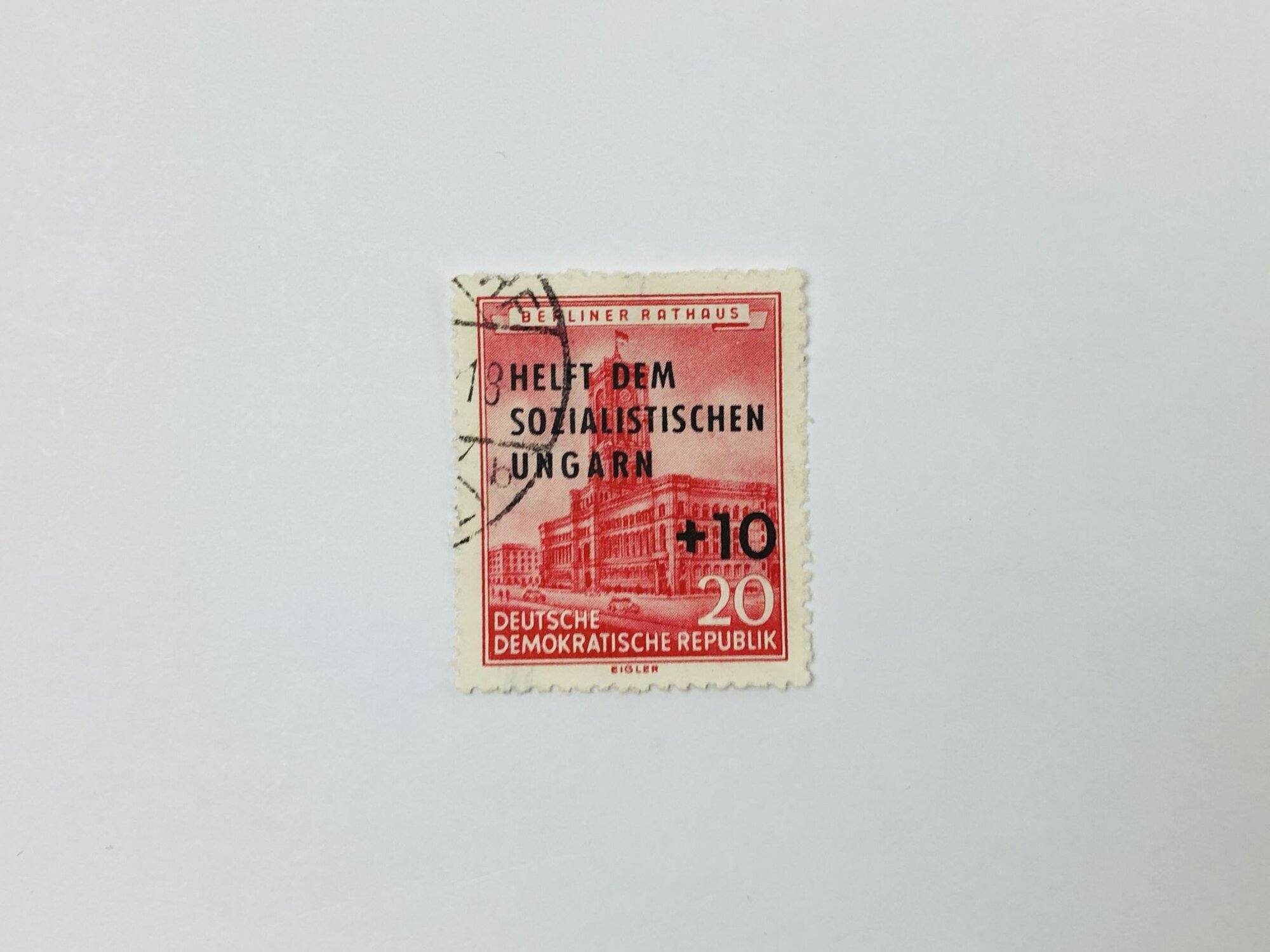 Почтовые марки Помощь Венгрии Германия (ГДР). 1956. Михель: DD 557. Гашен