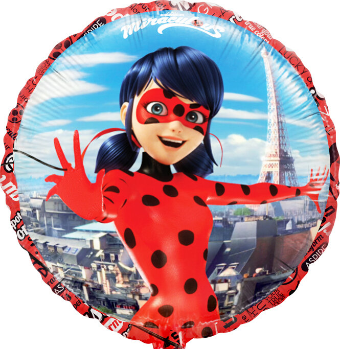 Воздушный шарик Flexmetal 18", 46 см, круг, Леди Баг, красный