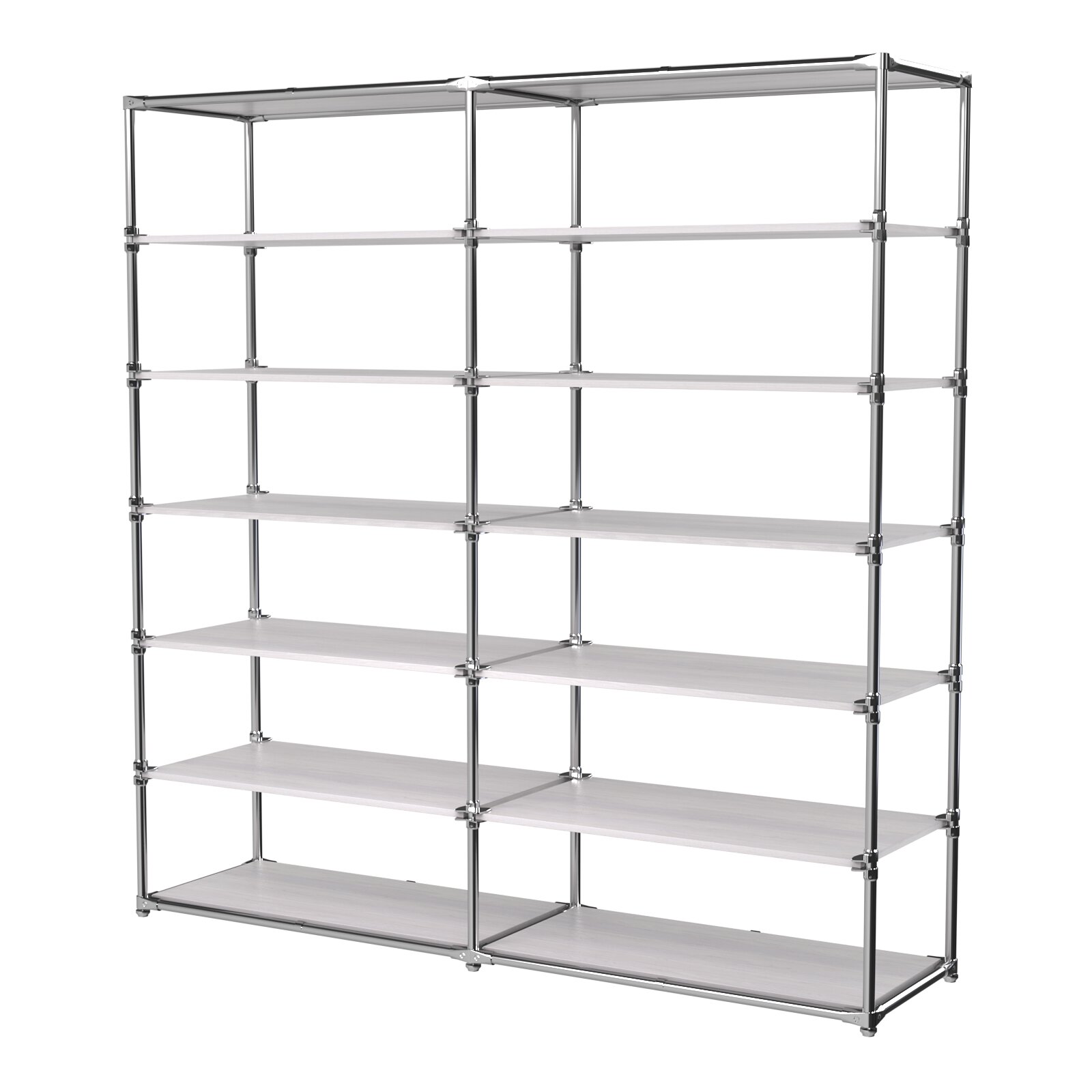 Пристенный торговый двух- секционный стеллаж лайт с глубокими полками ДСП №8, Ясень Анкор светлый - U31104