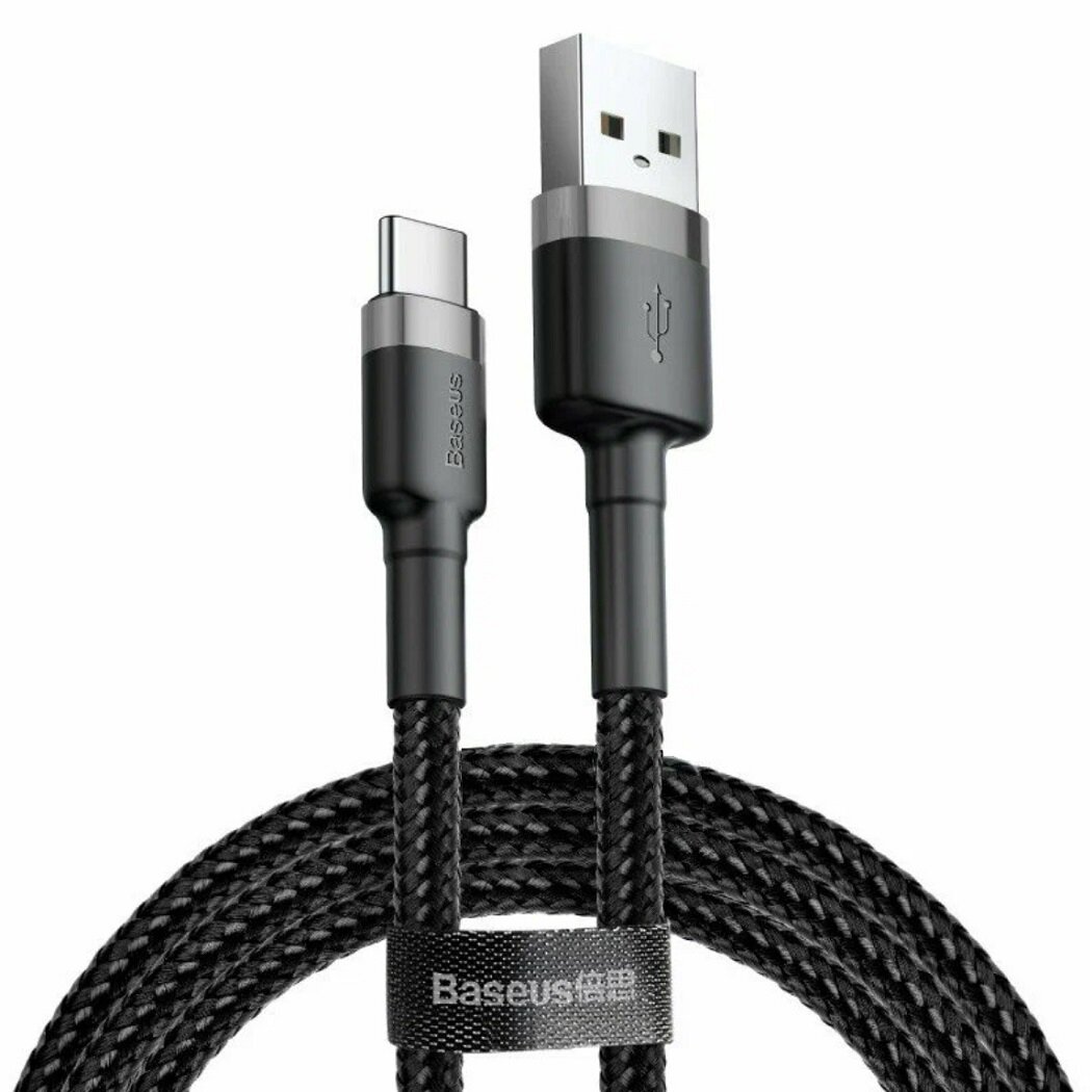 Кабель USB - Lightning BASEUS Cafule Cable, 2 м, нейлоновая оплетка, черный/серебристый (CALKLF-CG1)