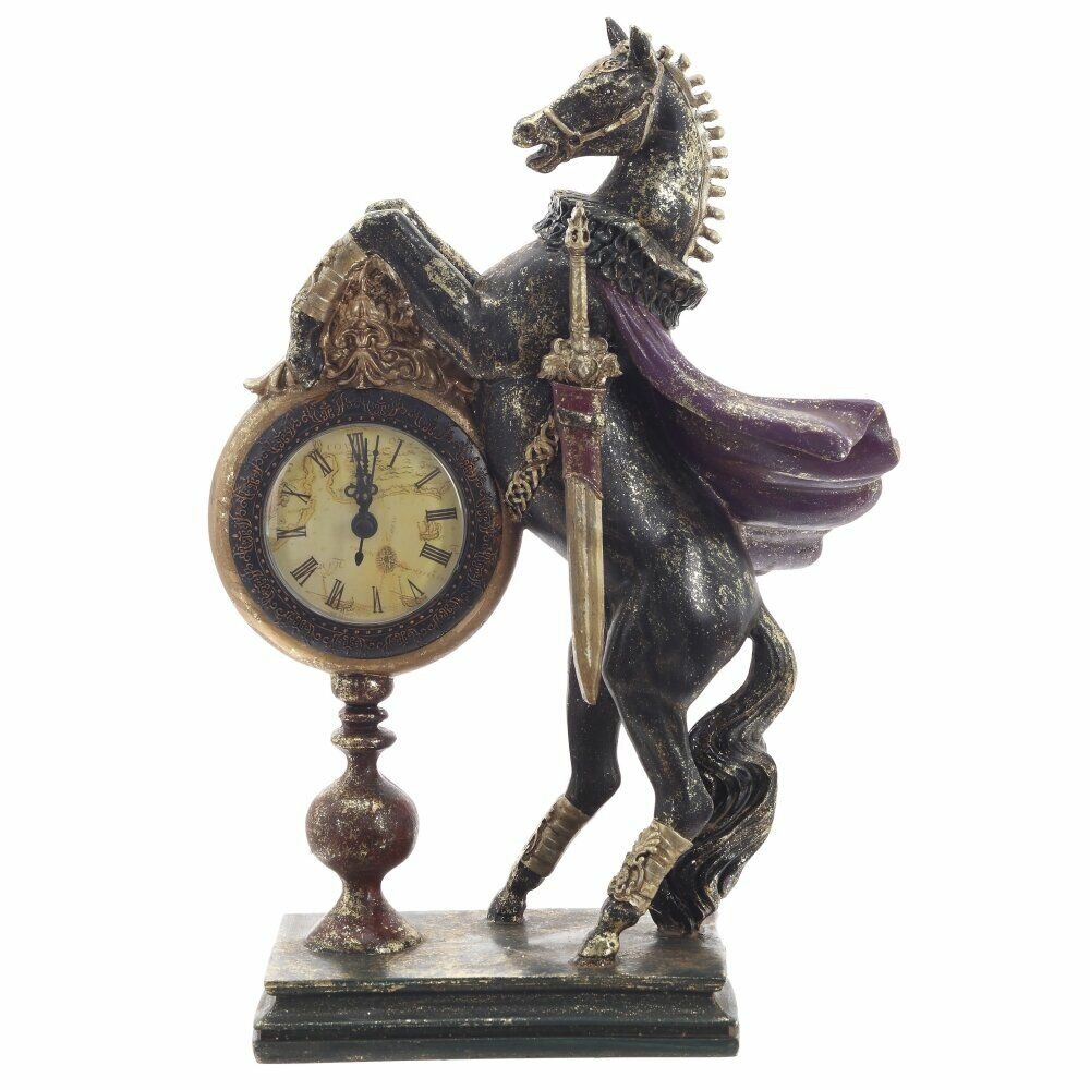 Часы настольные "Лошадь" D7см, 24х10х35 см