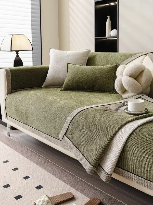 Дивандек накидка 90х210 см покрывало на диван кресло (90х210 /Зелёный цвет)