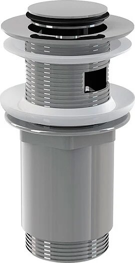 Донный клапан для раковины AlcaPlast A391 с переливом, хром, глянцевый, с системой клик-клак, металлический