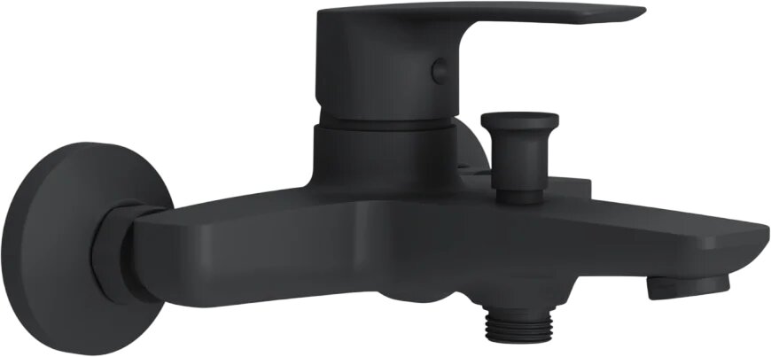 Смеситель для ванны с душем AM.PM Gem F90A10022 настенный, однорычажный, черный, матовый, латунный, без лейки, с керамическим картриджем