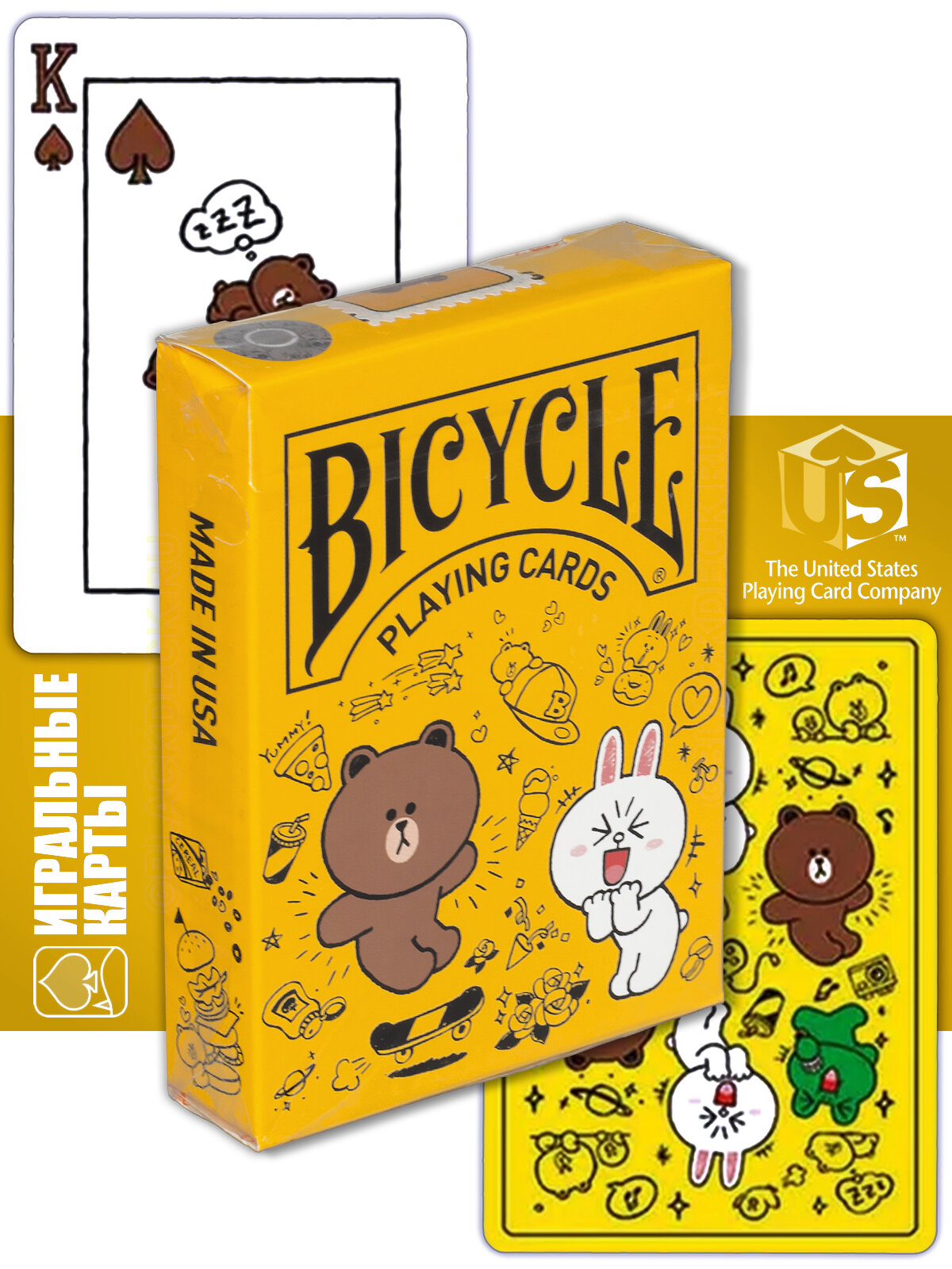 Bicycle LINE Friends Doodle, коллекционные игральные карты для азиатского рынка