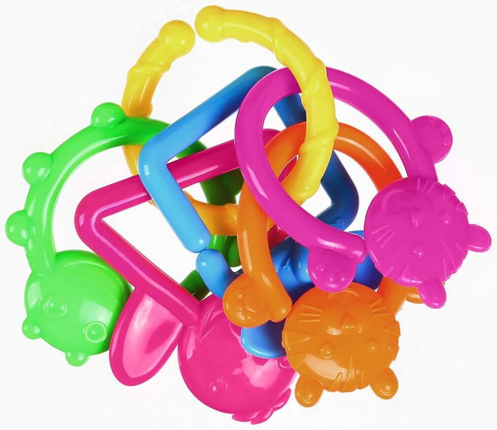 Погремушка "Цепочка", первая развивающая игрушка для малышей, детская шумелка, развиваем моторику, зрение и слух, от 3 месяцев, 6 колец