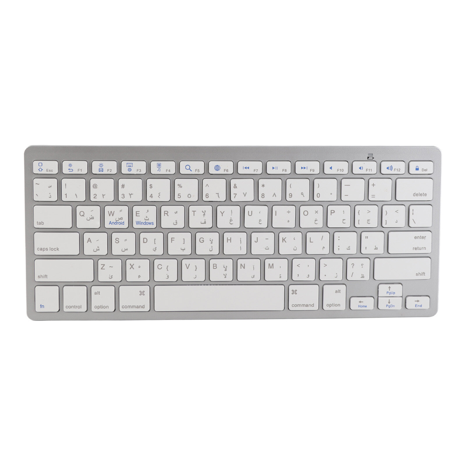Ultra Thin Keyboard BT Wireless Splashing Proof Bilingual Language Keypad for PC Computer Silver Arabic