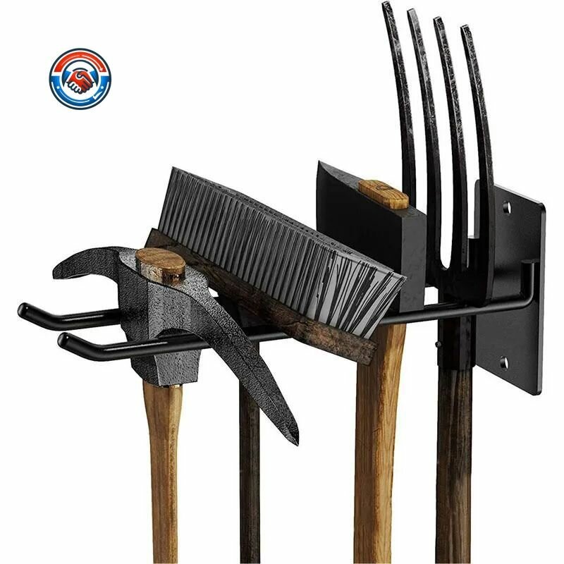 Настенный держатель для садовых инструментов из углеродистой стали, универсальный органайзер для лопат, грабель, шлангов и метёл, компактный гаражный стеллаж, крепление на винтах