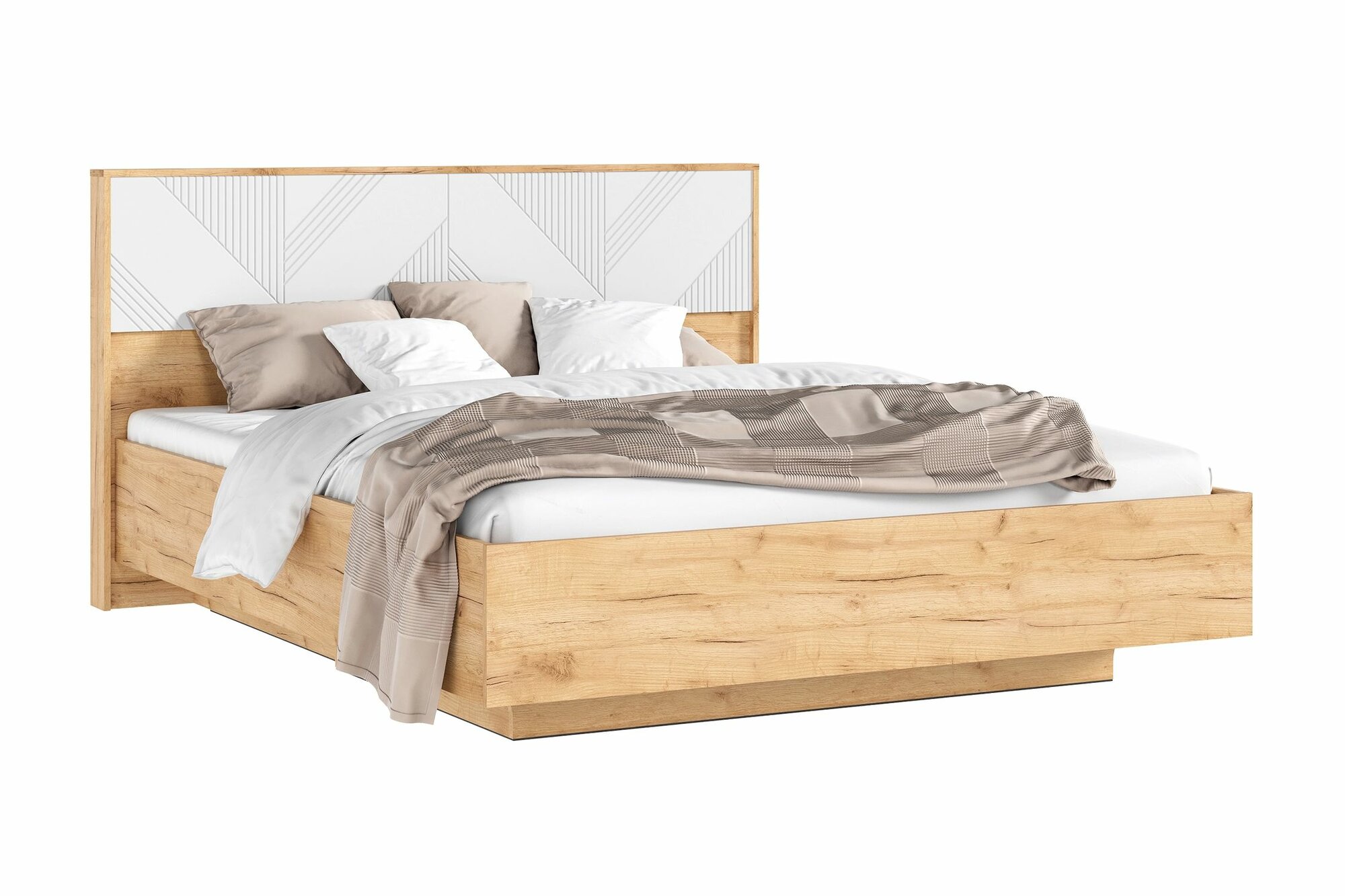 Ирис Кровать парящая 1,6м с подъёмным механизмом (Браш Вайт/Дуб Крафт)