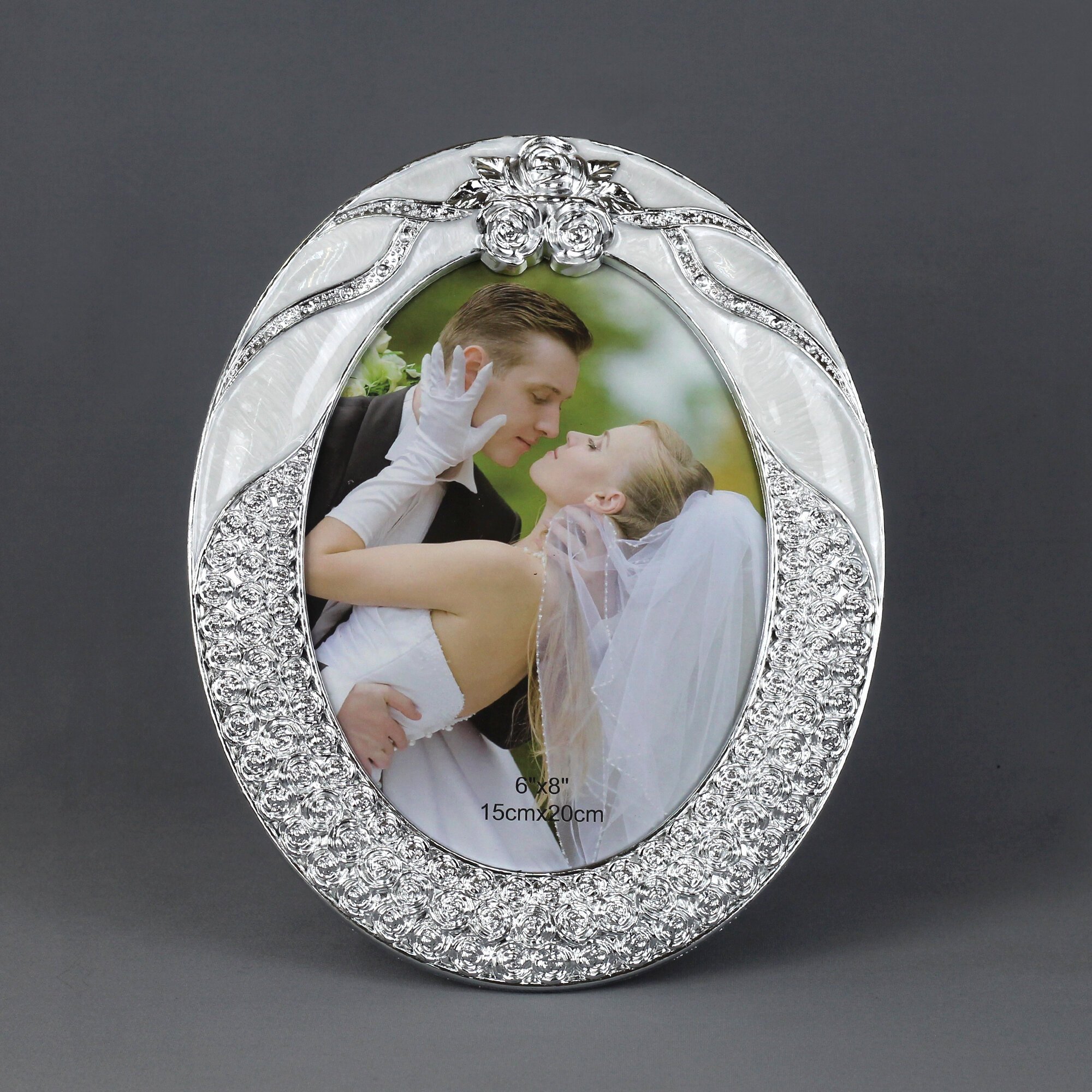 Арт-НН Фоторамка глазурь 15х20 см серебро, овал