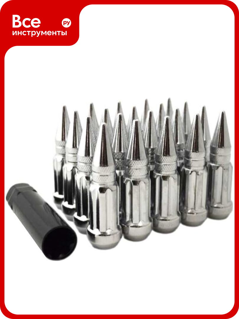 Комплект гаек тип Пика М14x1.5, Хром 20шт+1ключ STARLEKS KK911948SD/CR, 80мм,