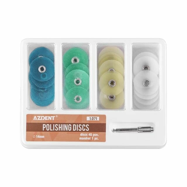 Стоматологические диски шлифовальные / полировальные с металлической втулкой 40 шт набор, 14 мм