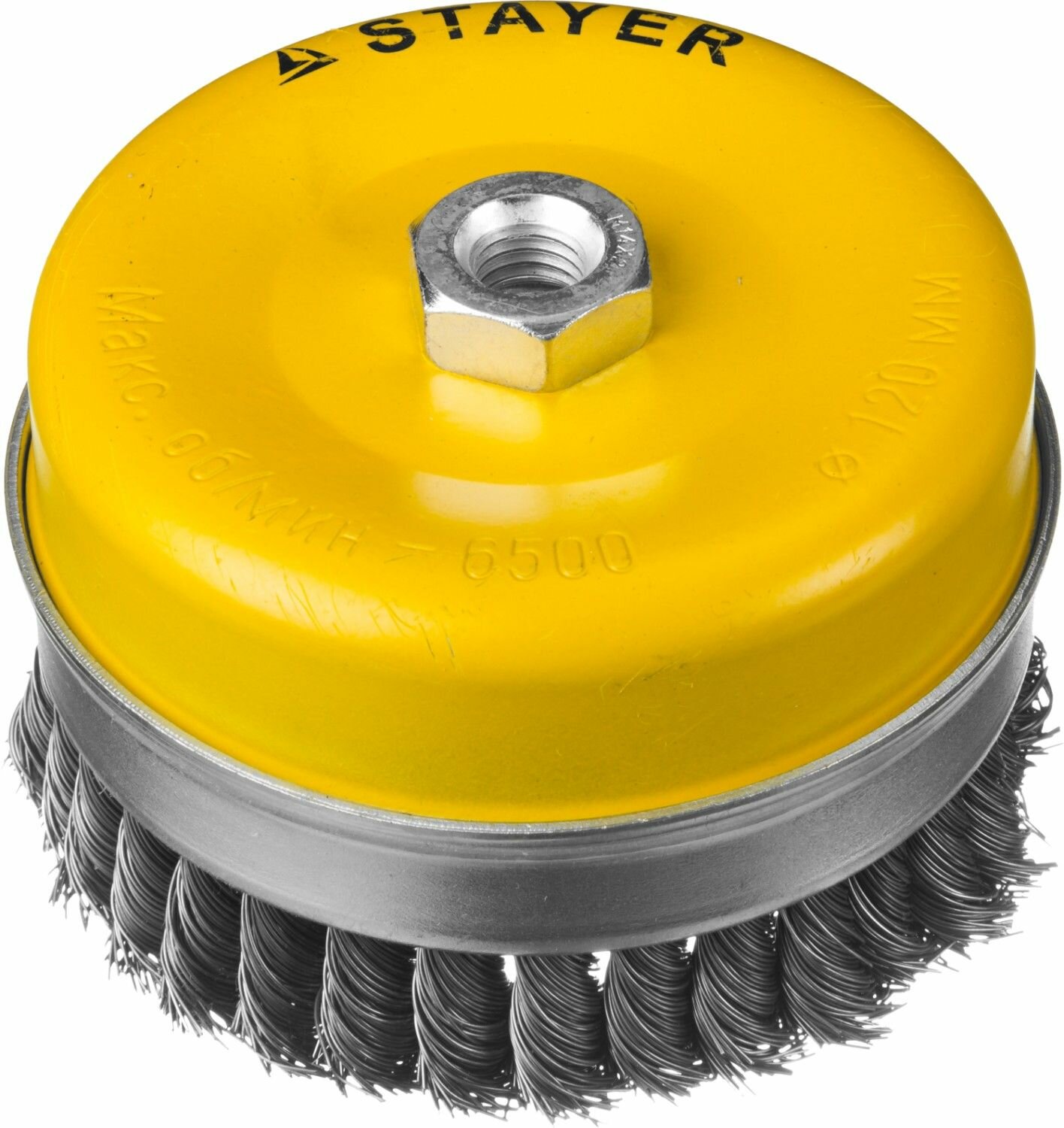 Чашечная щетка-крацовка STAYER, 120 мм, жгутированная сталь 0.5 мм, для УШМ Professional 35137-120