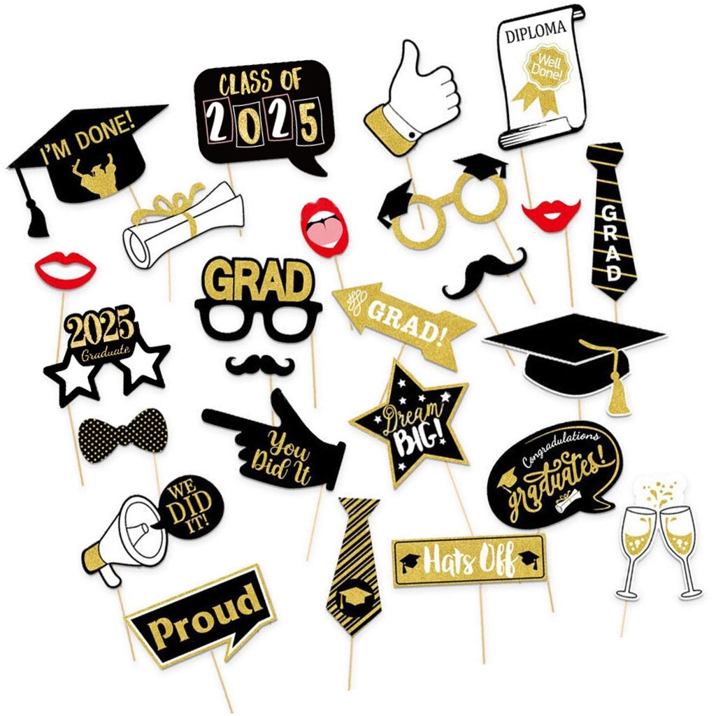 25шт Реквизит Для Фотосъемки Выпускного Вечера Украшение Выпускной Вечеринки Для Класса 2025 Года Аксессуар Для Фотосъемки Выпускного Вечера