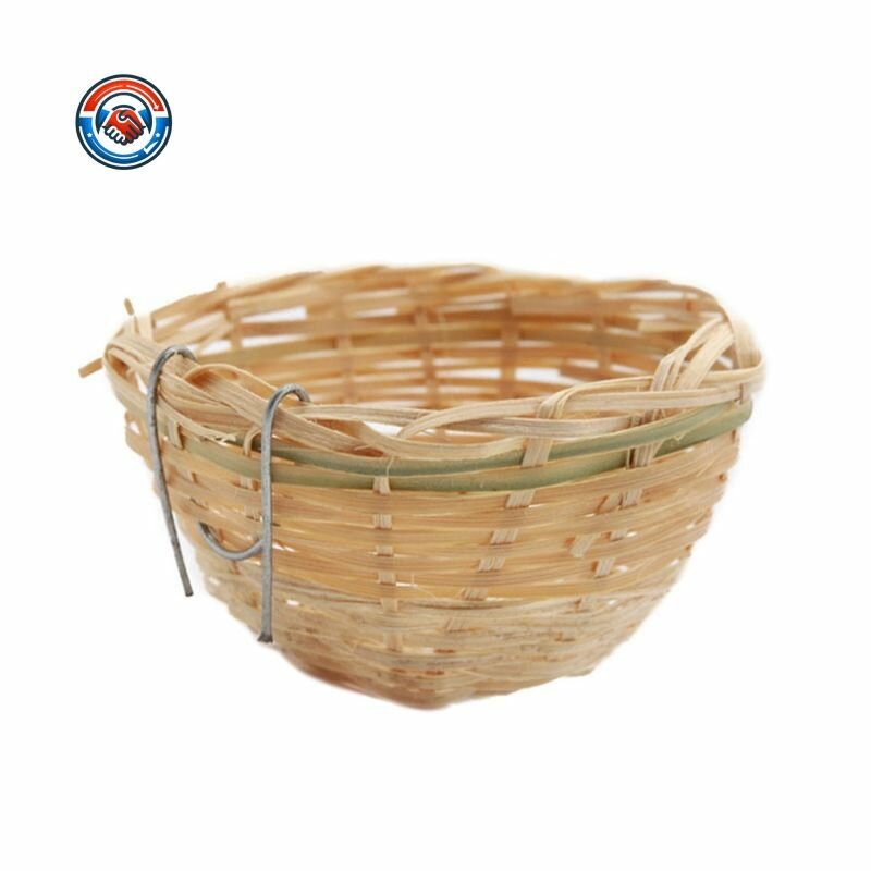 Бамбуковое гнездо для мелких птиц с металлическим крючком, ручная работа, уютный домик для попугаев, канареек и ласточек, декор сада и клетки