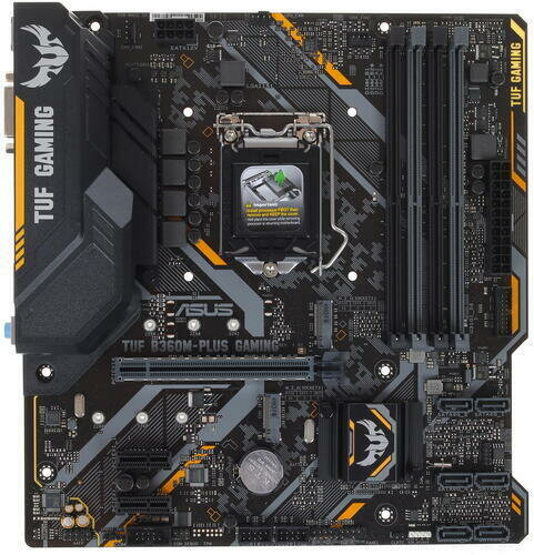 Материнская плата ASUS TUF B360M-PLUS GAMING (TUF B360M-PLUS GAMING) - LGA 1151-v2, Intel B360, 4хDDR4-2666 МГц, 1хPCI-Ex16, 2хM.2, Micro-ATX