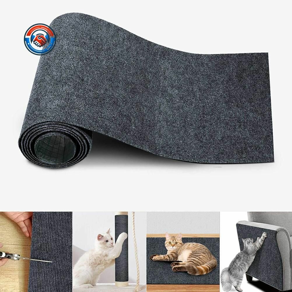 Когтеточка настенная самоклеящаяся, защита дивана и мебели от когтей кошки, обрезаемая замшевая панель, легкая установка, светло-серый