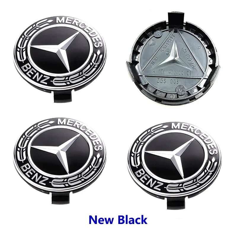 4 шт, 75 мм, центральные колпаки для автомобильных колес, колпаки для ступиц, накладки на диски для AMG A B C S Class E GLA CLA GLB GLE GLK GLS, аксессуары для Mercedes Benz, 75mm New Black