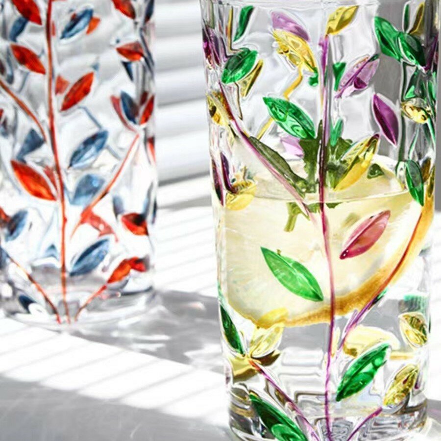 Цветной стеклянный стакан, нерегулярный цветной блок, стакан для воды, стакан для холодных напитков, стакан для сока, летний домашний радужный стакан для питья