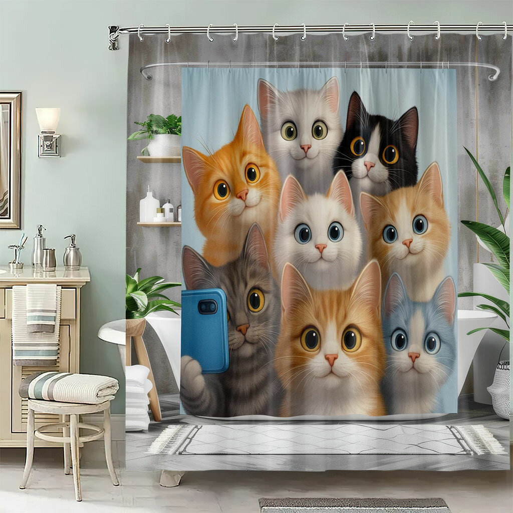 Штора Для Ванной Тканевая, Высота 180 См, Ширина 180 См, Высота 200 См, Ширина 200 См, усиленные Крючки, 12 Штук