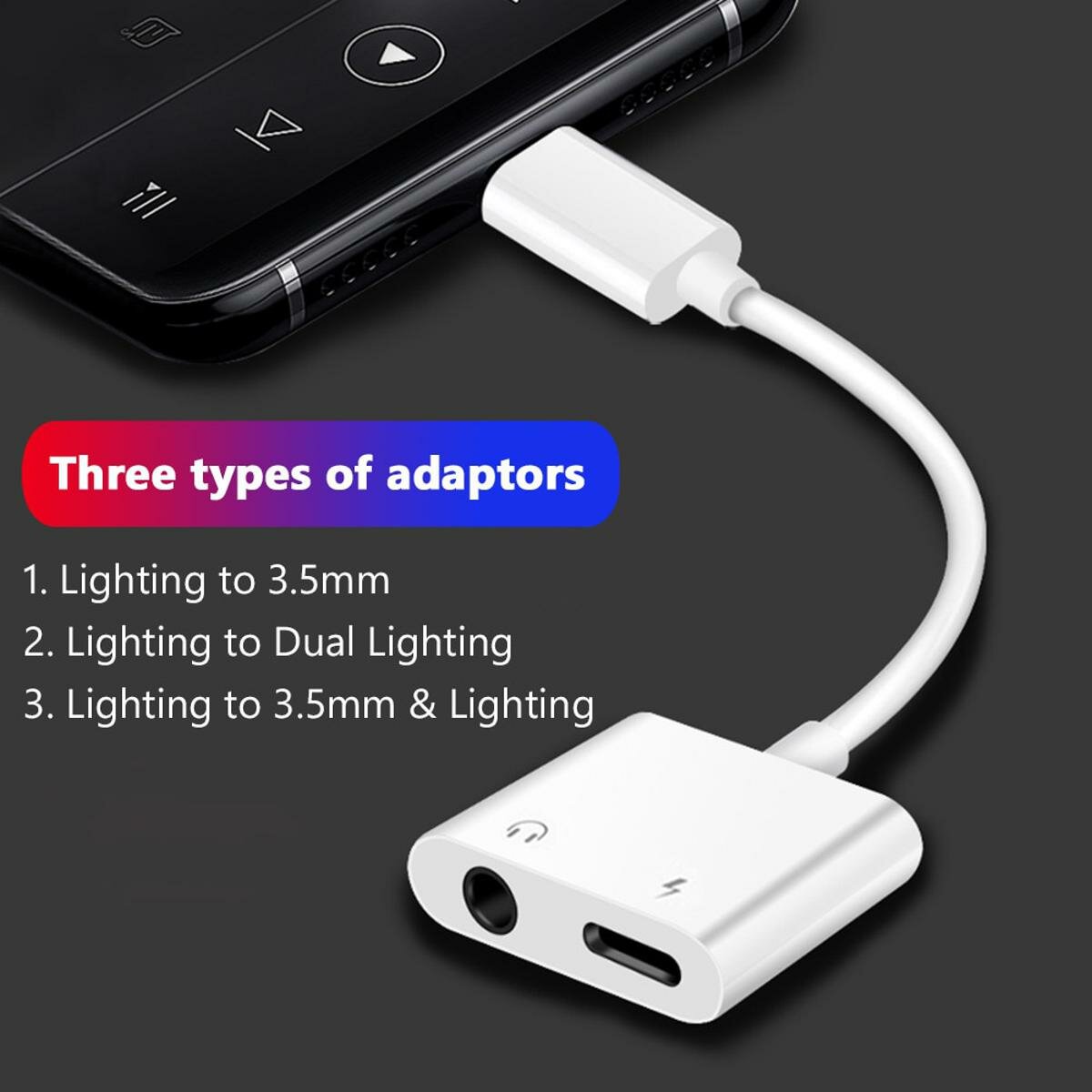 Двойной аудиоадаптер Lighting для iPhone XS MAX XR X 8 Plus, разъем 3,5 мм, зарядка наушников, Aux, 2 в 1, разветвитель