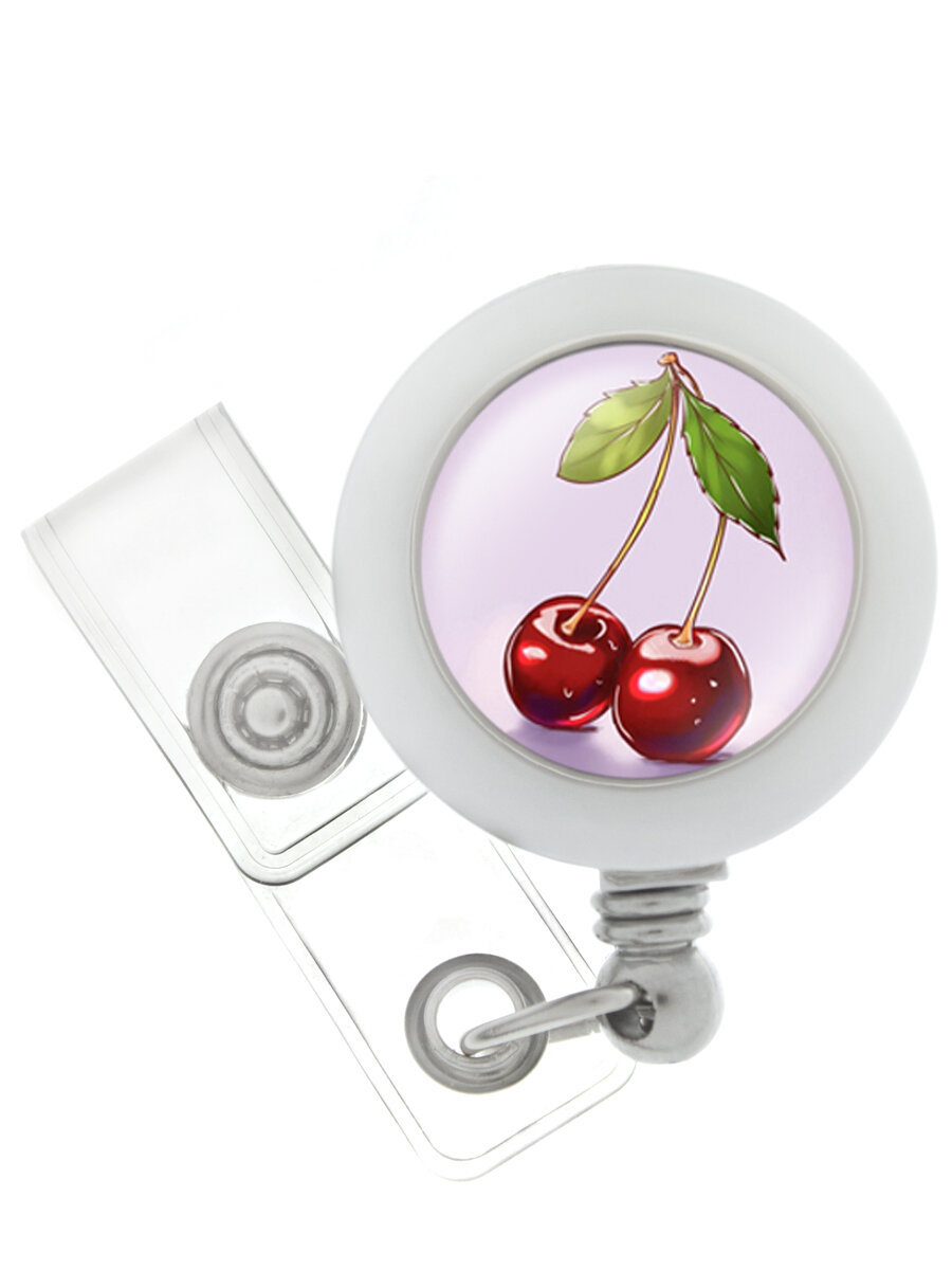 Держатель TINA BOLOTINA , для бейджа, с ретрактором, серебристый, вишни