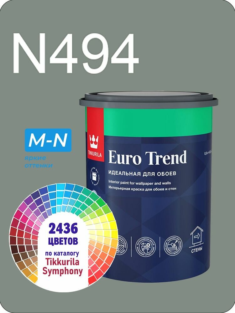 Краска для обоев Tikkurila Euro Trend 0,9л. яркие оттенки N494