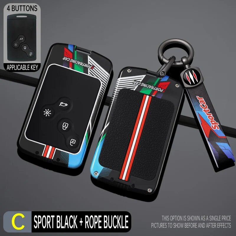 Чехол для автомобильного ключа из цинкового сплава, брелок для Renault Duster Captur Clio Logan Megane Koleos Scenic Nema Fluence Zoe, автозапчасти Style 2-Black