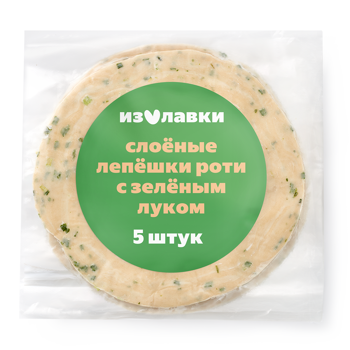 Лепёшка Роти «Из Лавки», слоёная, с зелёным луком, 25 см, 5 шт