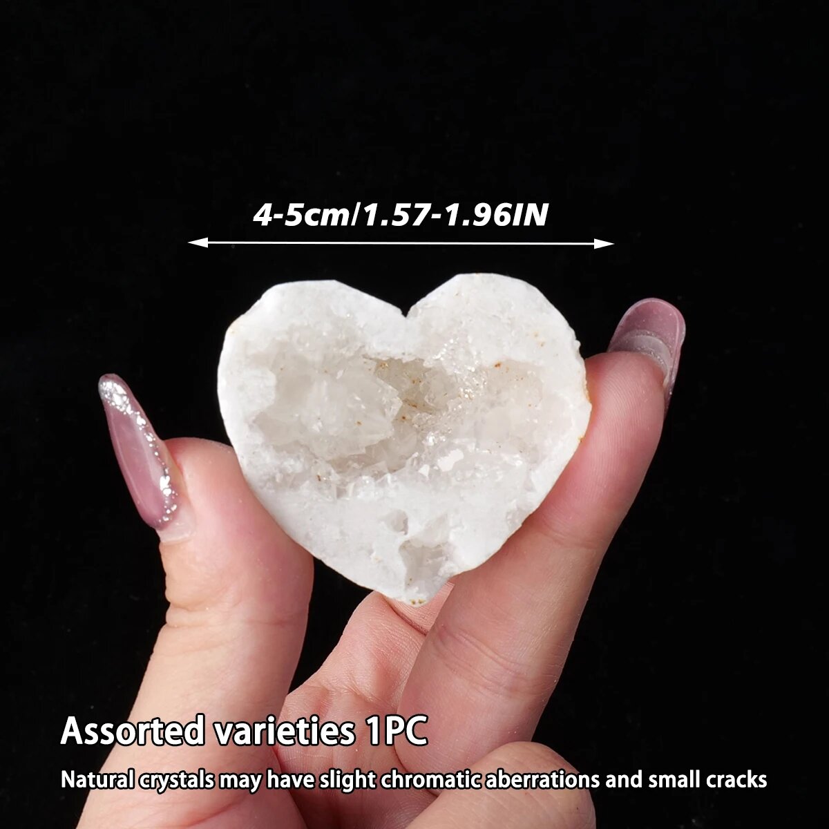 1 Шт. Натуральный Прозрачный Кварцевый Кристалл В Форме Пещеры, Белый Агат В Форме Сердца С Включениями, Целебный Кристалл