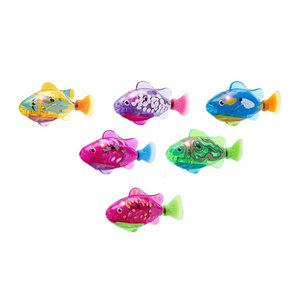 Интерактивная рыба с подсветкой для плавания в воде, пластиковая, с батарейкой, уменьшает скуку, - 6 упаковок