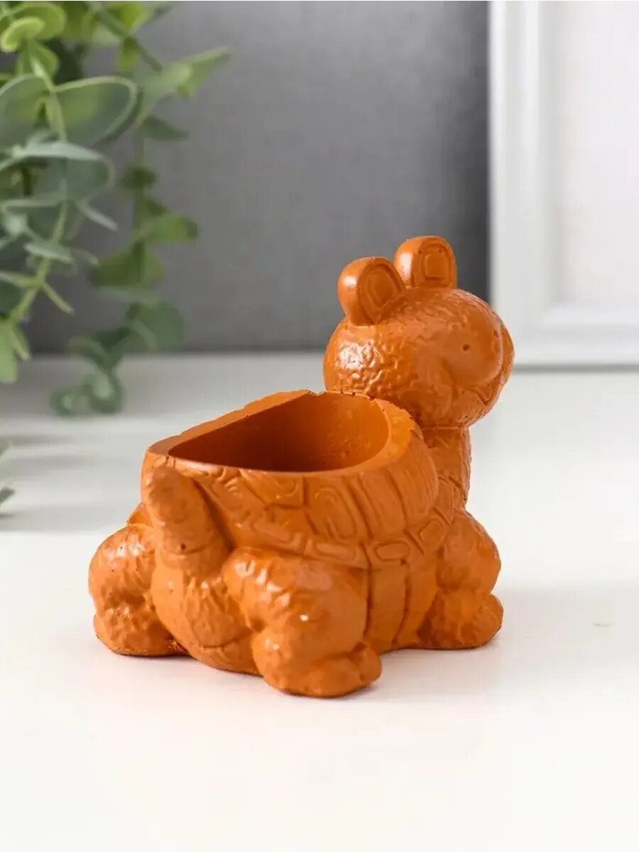 Красная глиняная фигурка-черепаха для мелочей