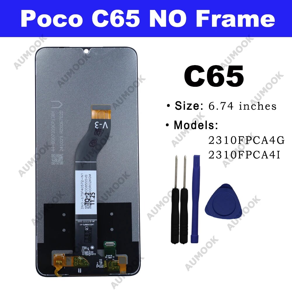 13C 6,74 "для Xiaomi Poco C65 ЖК-дисплей с цифровым преобразователем сенсорного экрана C65 NO Frame