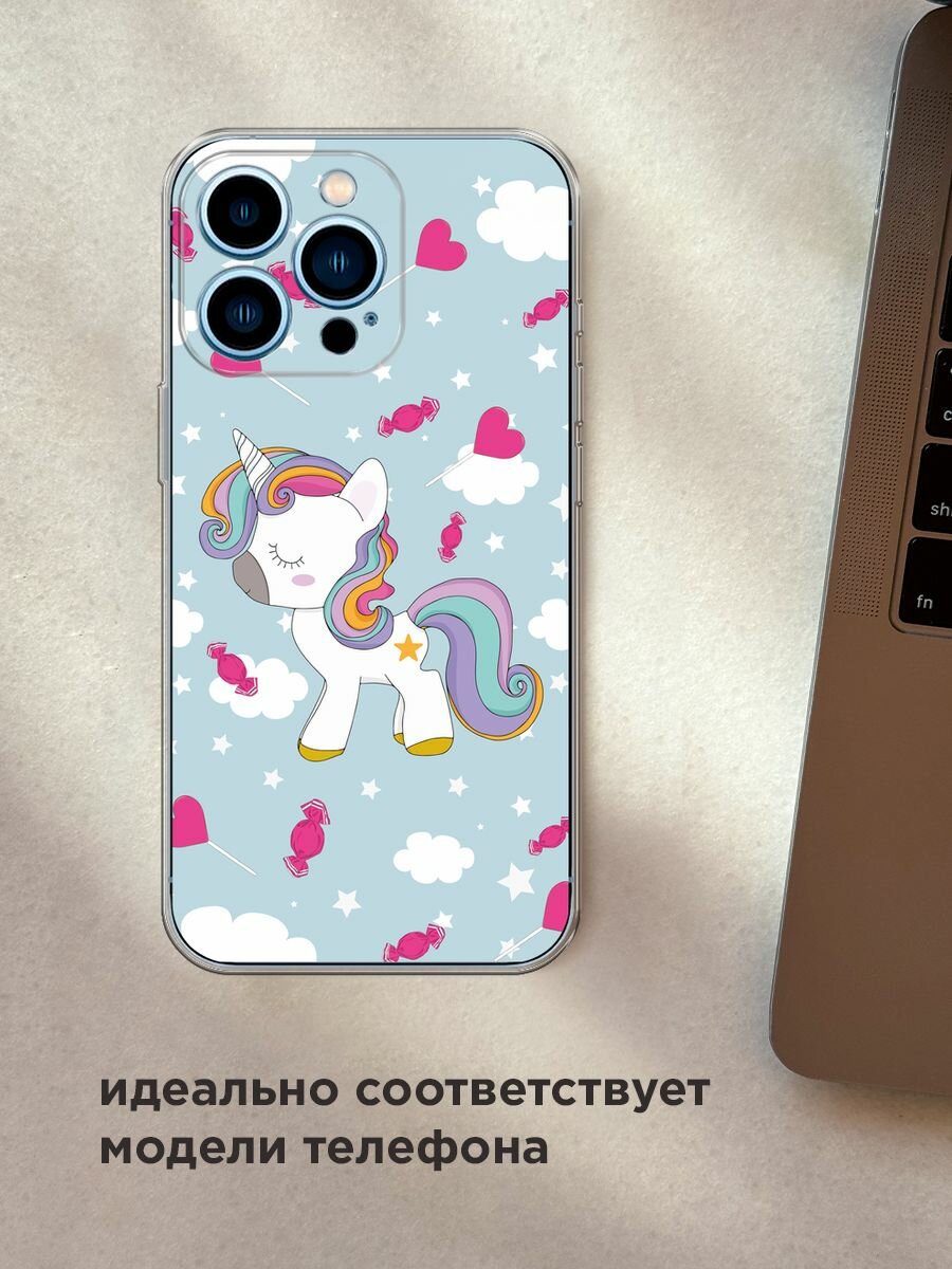 Чехол на Apple iPhone 13 Pro / Айфон 13 Про с принтом "Сладкий единорожек" — фото 1