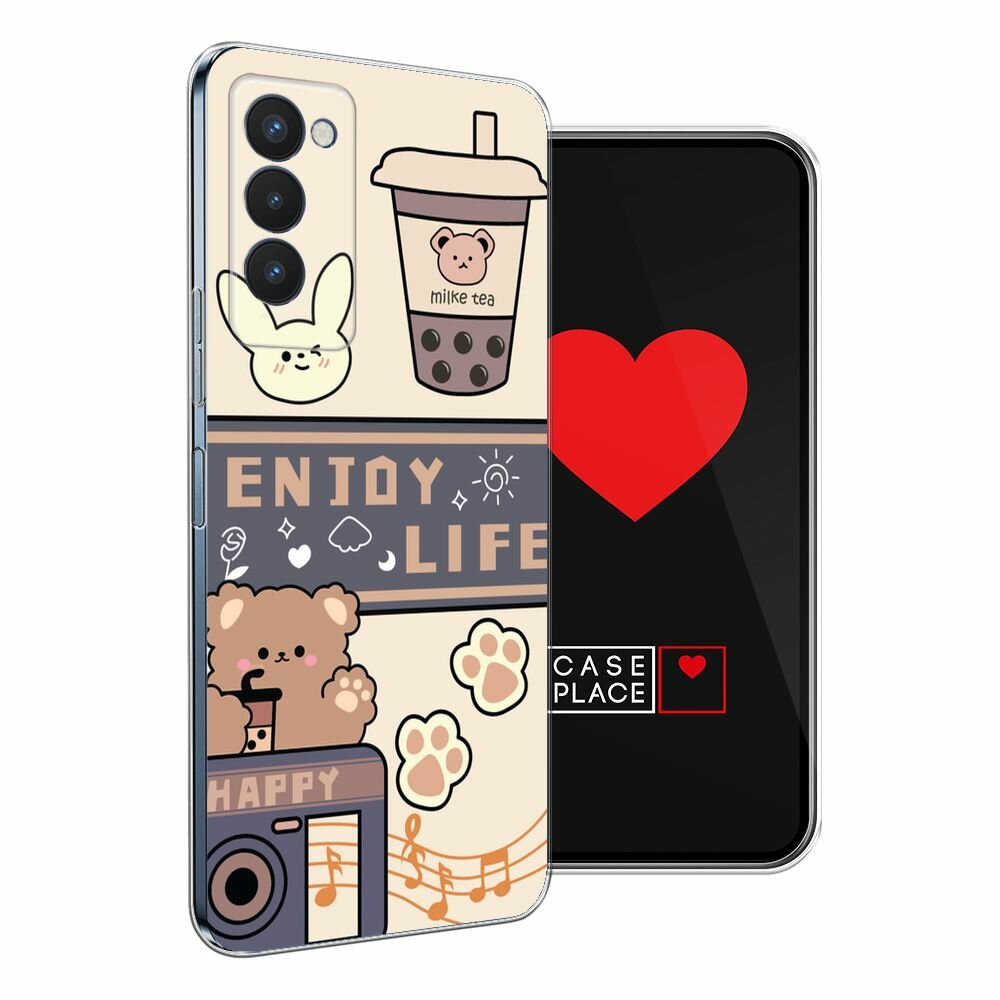 Чехол на Tecno Camon 18P / Техно Камон 18Р с принтом "Enjoy life 1" — фото 1