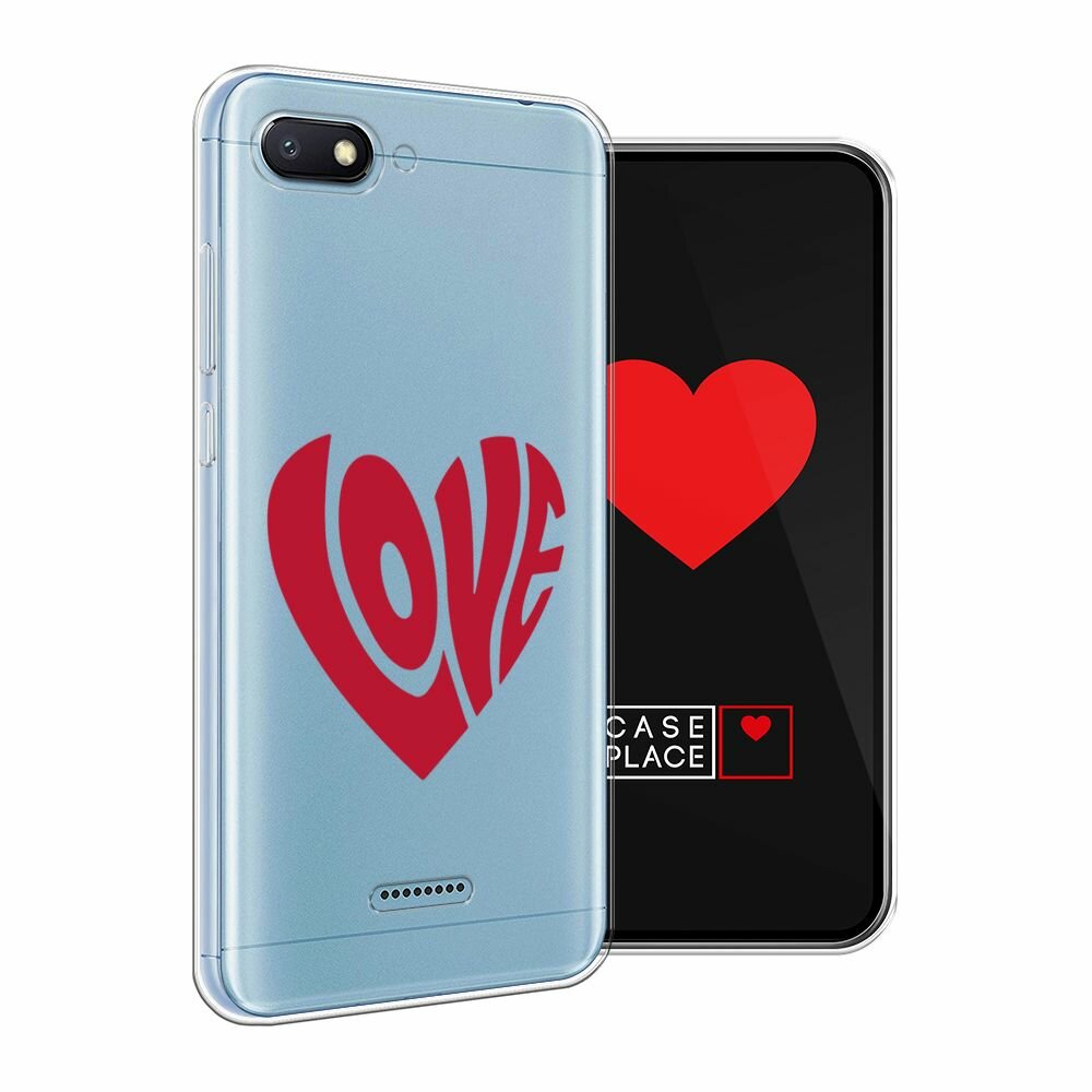Чехол на Xiaomi Redmi 6A / Сяоми Редми 6А с принтом "Love heart 2 - 14 февраля", прозрачный — фото 1