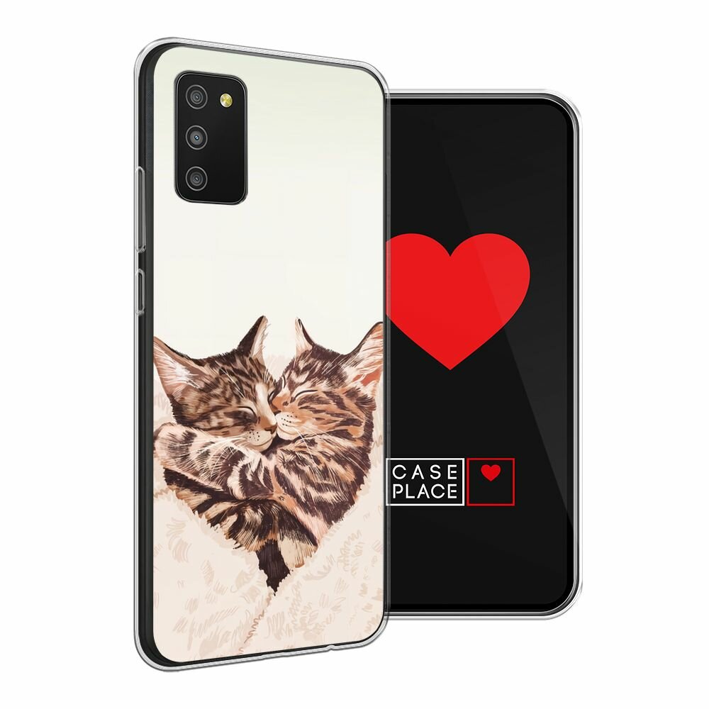 Чехол на Samsung Galaxy A02s / Самсунг Галакси A02s с принтом "Влюбленные котейки - 14 февраля" — фото 1