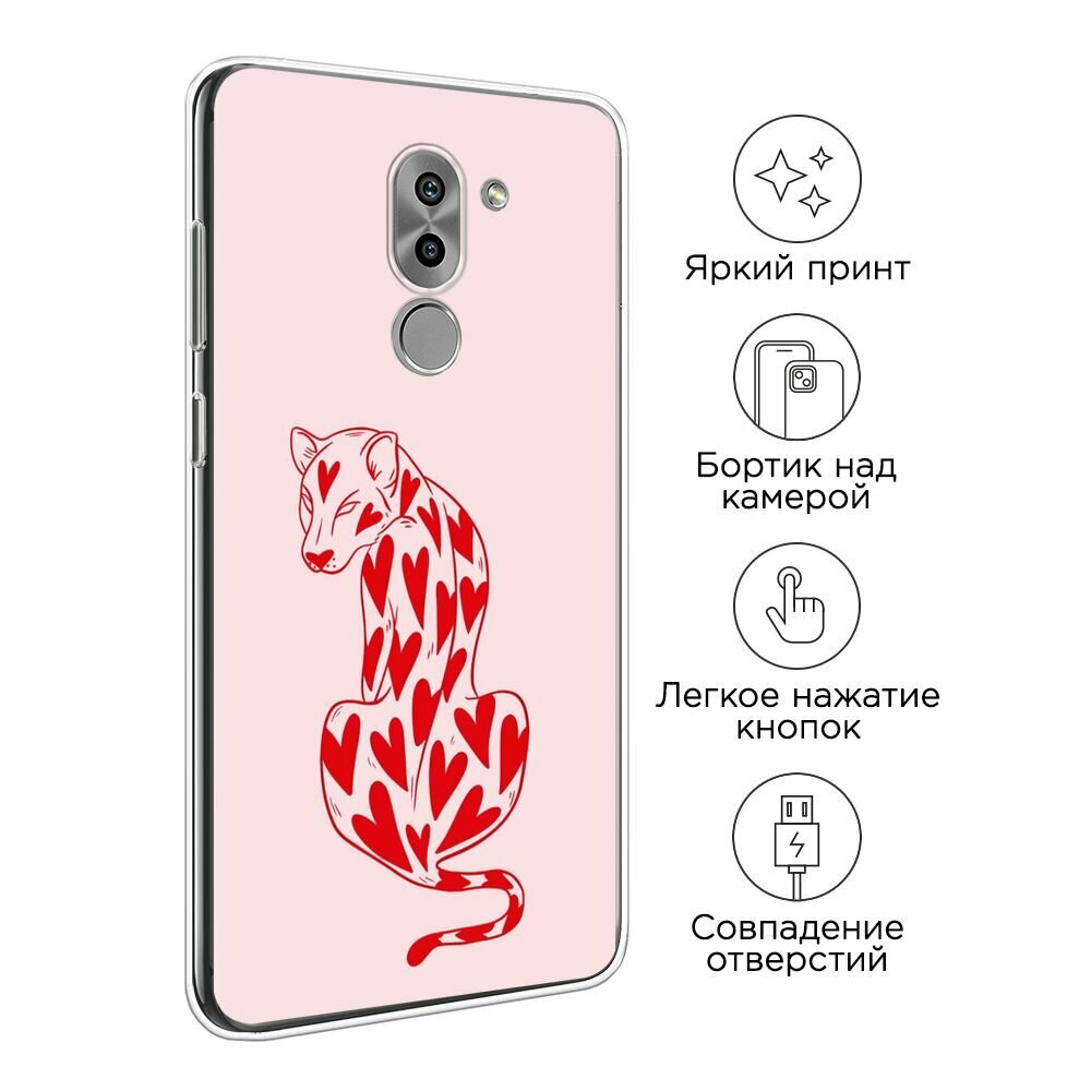 Чехол на Honor 6X / Хонор 6Х с принтом "Heart panther 1 - 14 февраля" — фото 1