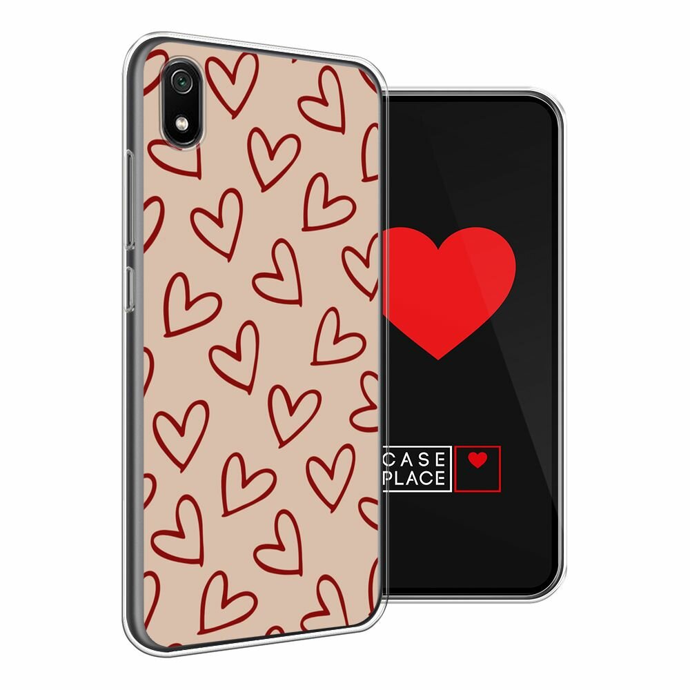 Чехол на Xiaomi Redmi 7A / Сяоми Редми 7А с принтом "Little hearts doodles 1 - 14 февраля" — фото 1