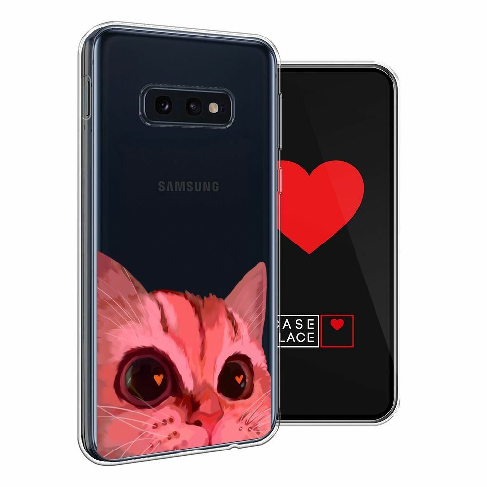 Чехол на Samsung Galaxy S10E / Самсунг Галакси S10E с принтом "Affectionate cat - 8 марта", прозрачный — фото 1