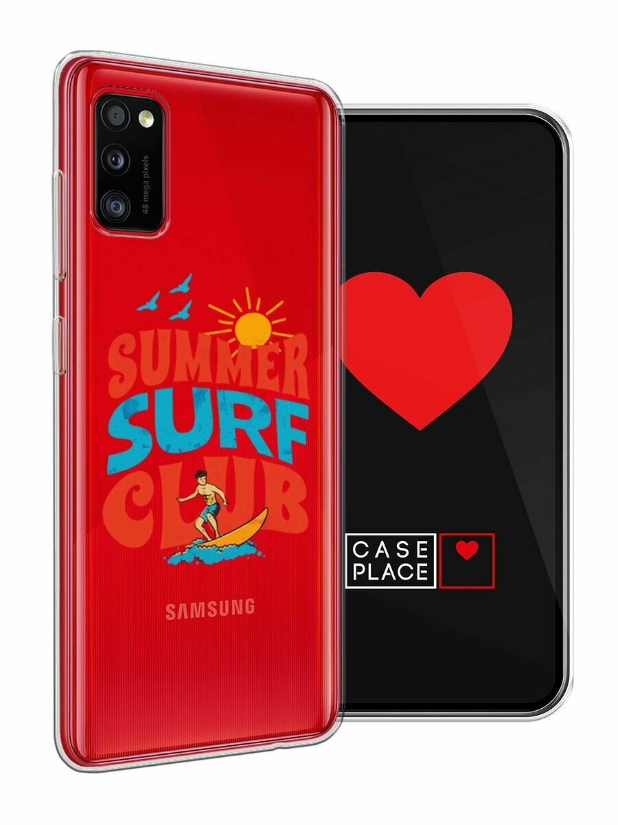Чехол на Samsung Galaxy A41 / Самсунг Галакси А41 с принтом "Summer surf club", прозрачный — фото 1