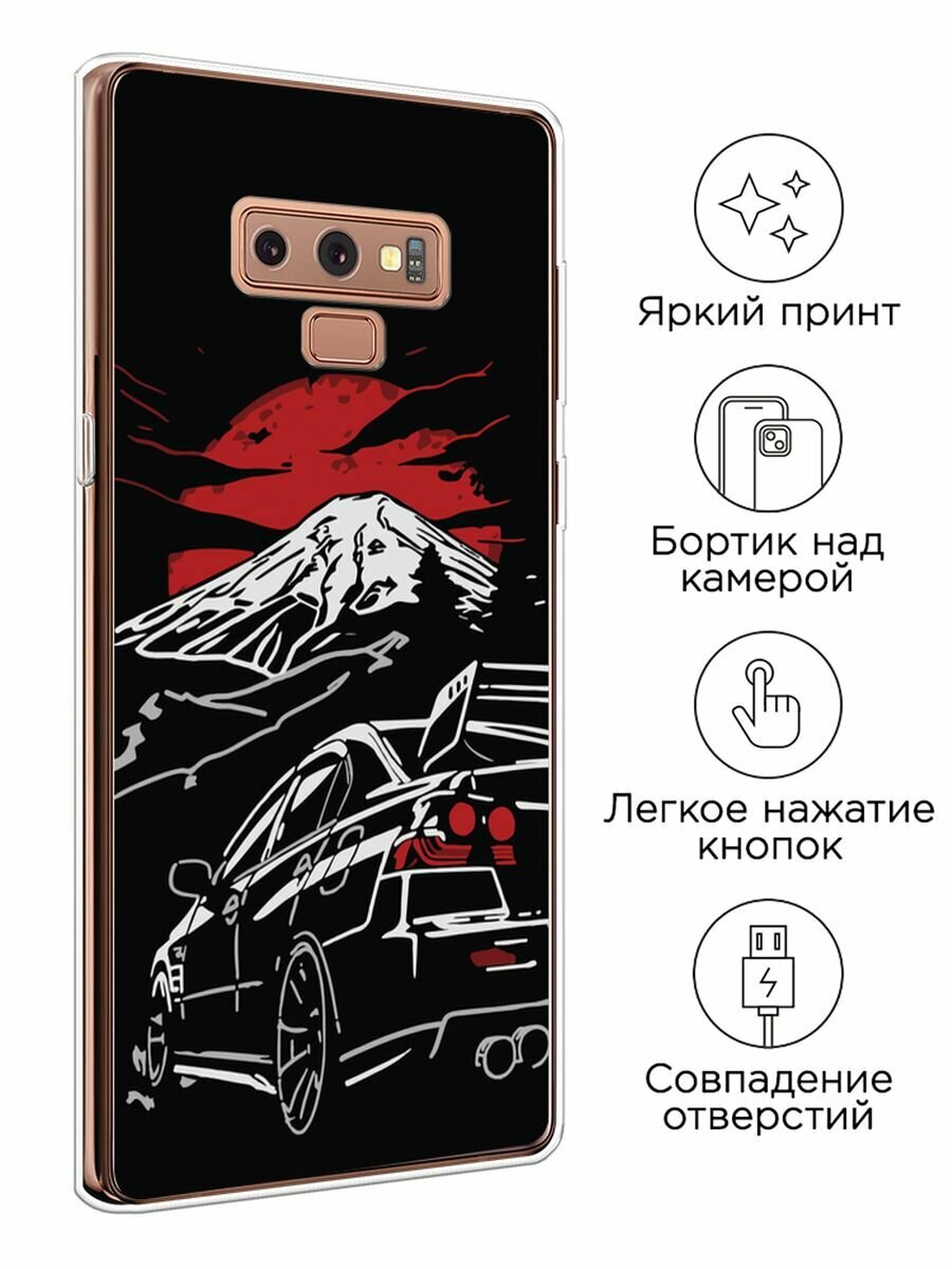 Чехол на Samsung Galaxy Note 9 / Самсунг Галакси Нот 9 с принтом "Машина в горах JDM" — фото 1
