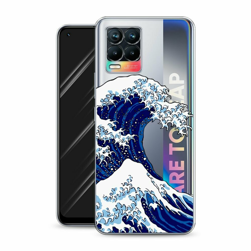 Чехол на Realme 8/8 Pro / Реалми 8/8 Про с принтом "Волна над Фудзи", прозрачный — фото 1