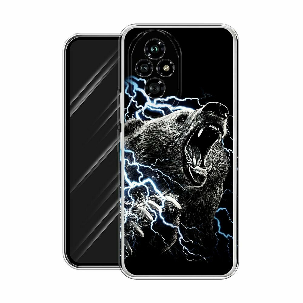 Силиконовый чехол на Honor 200 / Хонор 200 с принтом "Гроза и медведь" — фото 1