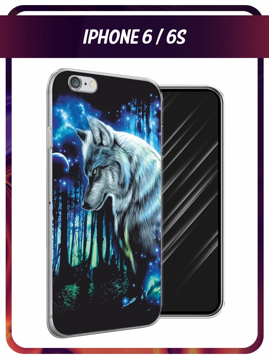 Чехол на Apple iPhone 6 / Айфон 6 с принтом "Сказочный волк"